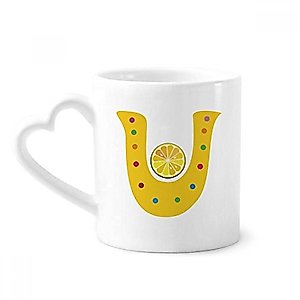 U Alphabet Orange Fruit Cute Pattern Mug Coffee Ceramic Drinkware Glass Heart Cup