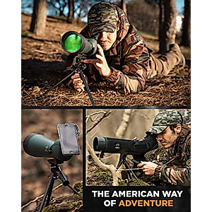 CREATIVE XP Spotting Scopes - 20x60 80mm HD Spotter Scope for Hunting, Target Shooting, Bird Watching, Astronomy - IP67 Waterproof Spotting Scope w/Photo Clicker, Tripod & Phone Adapter, Green