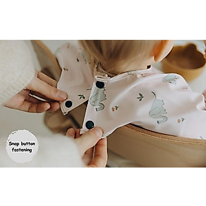 BUBEI Mess proof baby feeding bibs, Waterproof smock bibs, Toddler bibs, Long sleeve baby bib for eating, Baby bibs for baby girl, Baby bibs for eating, Toddler art smock (Pink Elephants)