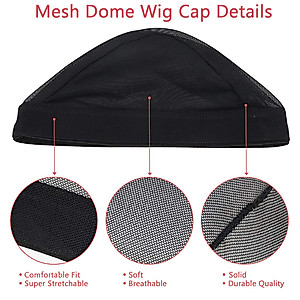 Leeven 5 Pcs/lot Stretchable Nylon Net Mesh Dome Caps for Making Wigs Black Breathable Wig Cap for Women Medium Size 22"-23.5"