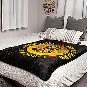 Surreal Entertainment Cobra Kai Strike First Oversized Plush Throw Blanket | Cozy Sherpa Cover For Sofa, Bed Super Soft Fleece Official Karate Kid Collectible 45 x 60 Inches, Yellow, One Size