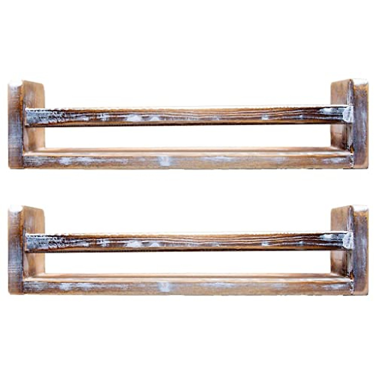 MASHBA Nursery Book Shelves -Rustic, Set of 2 Shelf - Wall Mounted Floating Bookshelf Organizer for Kids Room - Baby Hanging Wood Bookshelves Décor for Children's Bedroom