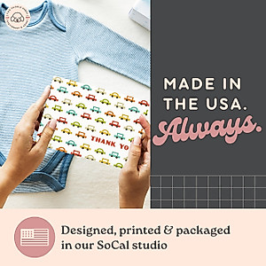 Two Poodle Press Boy Thank You Cards, Retro Car Thank You Notes with Envelopes - For Birthdays, Baby Showers, Graduation, Kids Stationery, Baptism Thank You, Teacher Appreciation - Liam