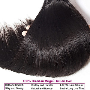 10A Straight Bundles Human Hair 16 18 20 Inch Brazilian 100% Unprocessed Virgin Weave 3 Natural Black Color
