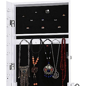 DECOMIL – Jewelry Armoire with Mirror | Jewelry Cabinet Standing, LED Lights and Full lengt Mirror | White