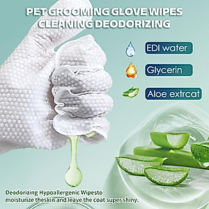 MOHCO 20 Pcs Pet Cleaning Glove Bathing Wipes for Dogs and Cats,No Rinse Cats Gloves Wipes,Pet Wipes for Paws, Butt, Face and Fur,Pet Bathing Gloves Wipes for Daily Care and Traveling