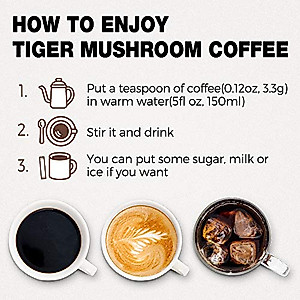 Tiger Mushroom Coffee Organic Blend 3.5 oz - 100% Arabica Coffee with 5 Superfood Mushrooms Includes Reishi, Chaga, Maitake, Shiitake, Turkey Tail