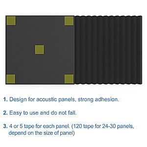 EGINO 120 Pack Double-Sided Adhesive Tape for Acoustic Soundproofing Foam Panels Strong Pad Mounting, Heavy Duty Wall Adhesive Squares