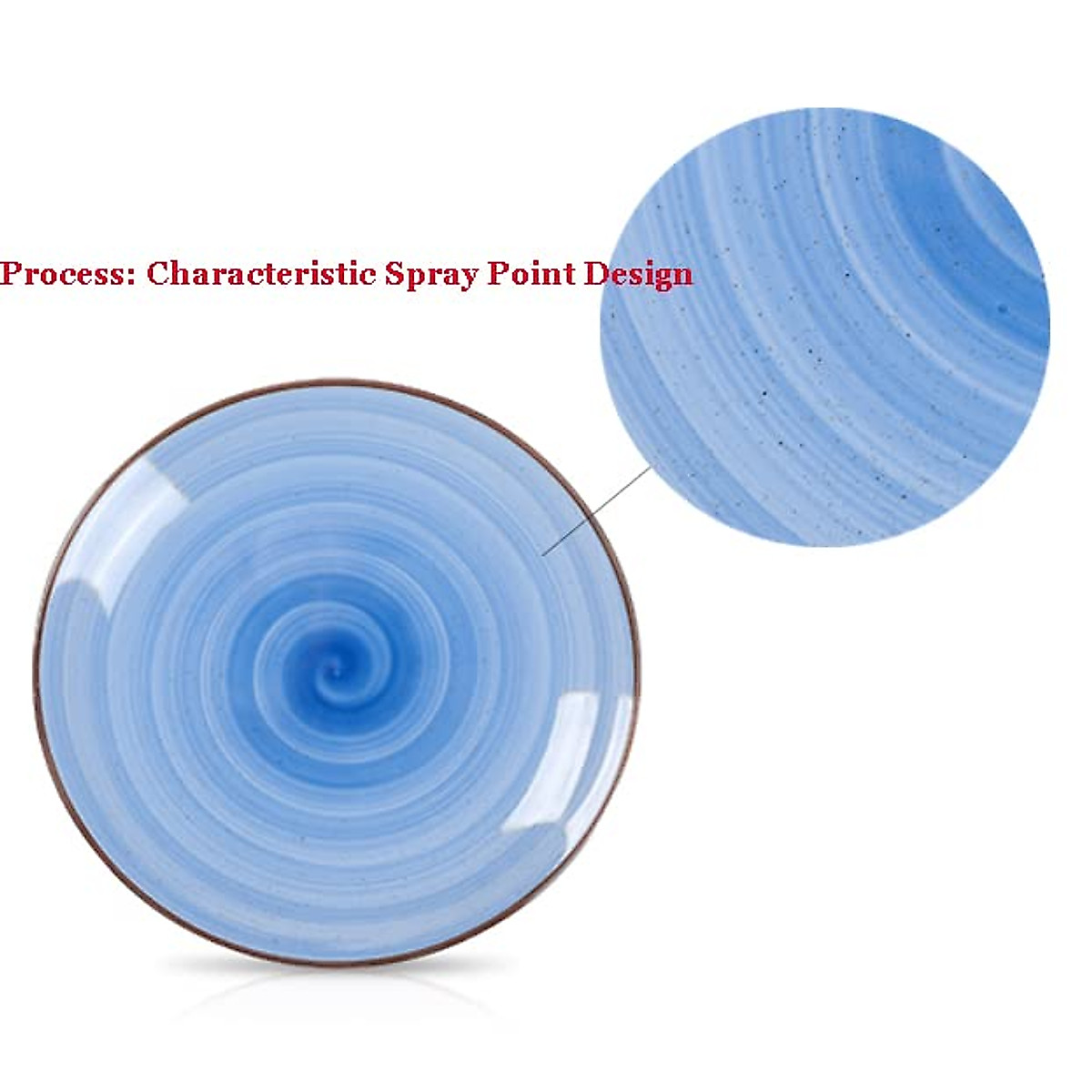 Selamica Porcelain 26 Ounce Salad Pasta Bowls, 8 inch Wide and Shallow Serving bowls, Microwave & Dishwasher Safe, Sturdy & Stackable, Set of 6, Gradient Blue