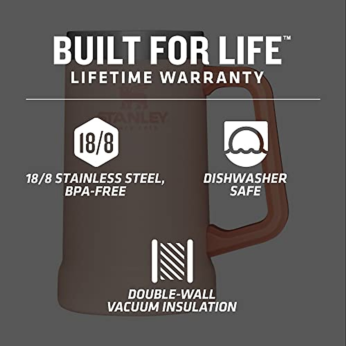 Stanley 10-02874-141 The Big Grip Beer Stein Limestone 24OZ / .7L