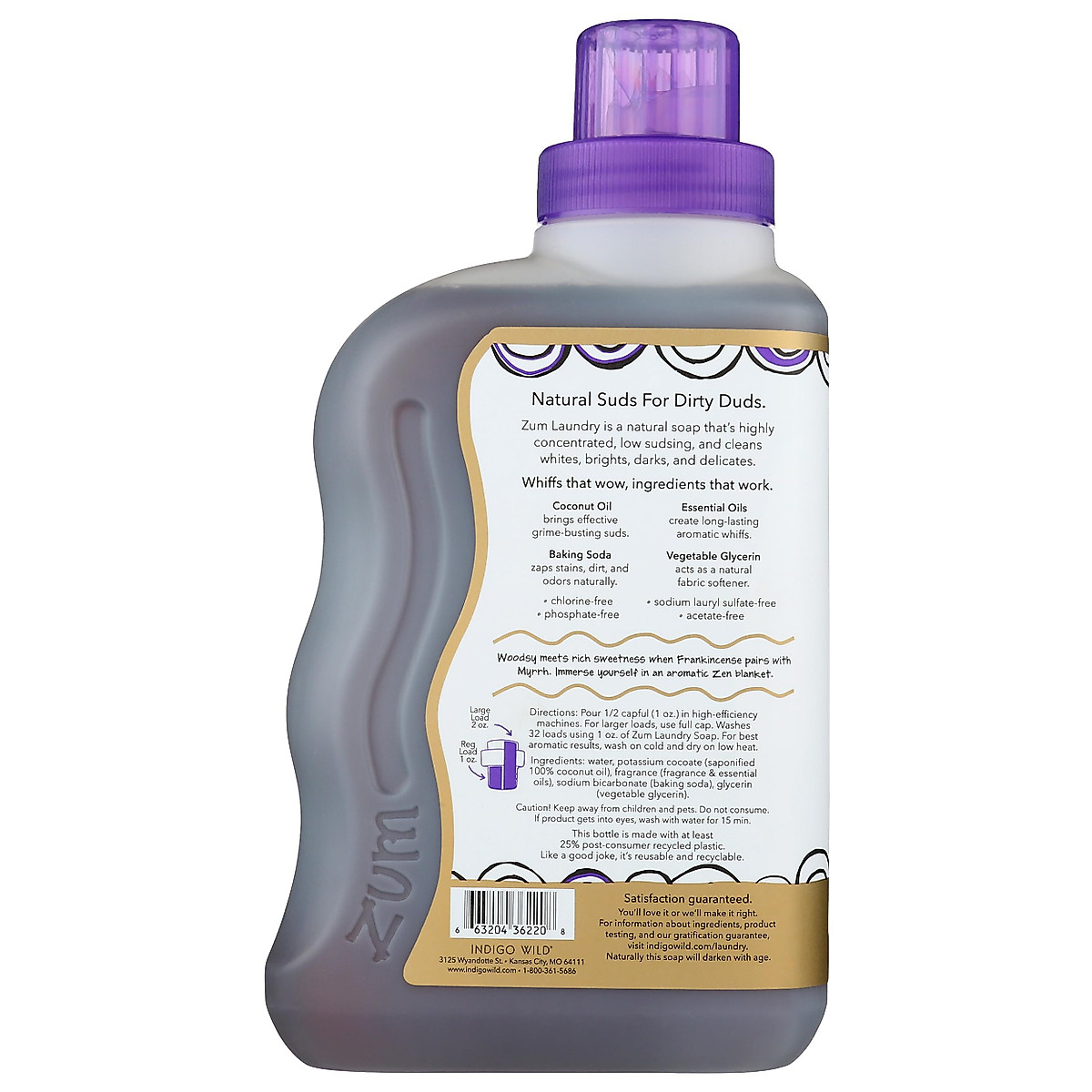 Indigo Wild Zum Clean Laundry Soap, Frankincense and Myrrh, 32 Fluid Ounce