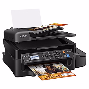 Epson WorkForce ET-4500 EcoTank Wireless Color All-in-One Supertank Printer with Scanner, Copier, Fax, Ethernet, Wi-Fi, Wi-Fi Direct, Tablet and Smartphone (iPad, iPhone, Android) Printing, Easily Refillable Ink Tanks
