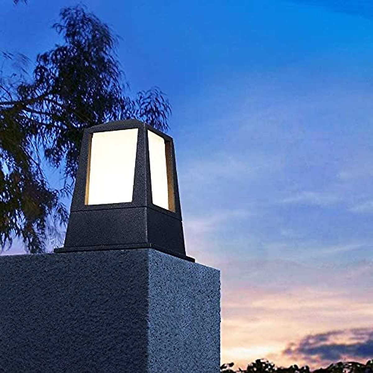 ZMY Modern Industrial Minimalism Pole Lantern Outdoor Waterproof Rust-Proof Column Lamp Villa Fence Garden Door Post Lighting Courtyard Home Pillar Light Pathway Illumination E27 Edison