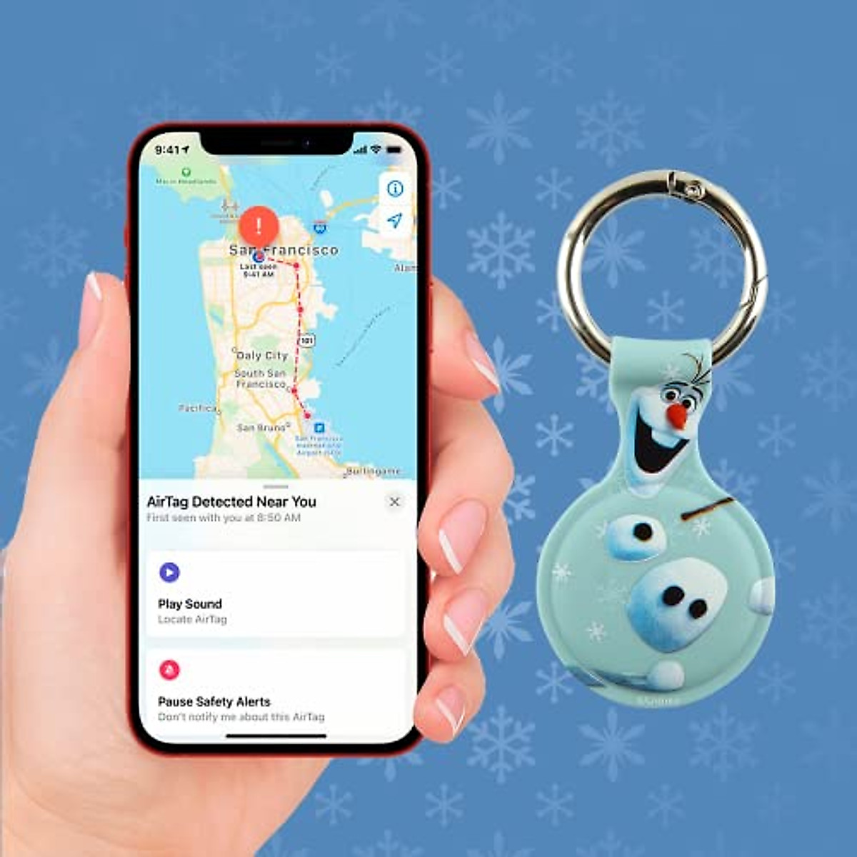 Disney Frozen Olaf Holder for Airtag - Protective Tracker with Keychain for Dog, Bags, Keys - Disneyland Essentials and Frozen Toys