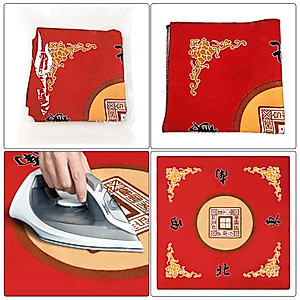 ALANGDUO Mahjong Mat Anti Slip Noise Reduction Table Cover for Mahjong Paigow Poker 31.5 x 31.5 Inches (Red)