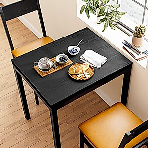 HOMOOI 3 Piece Dining Room Table Set for 2, Small Rectangular Kitchen Table with 2 Cushioned Chairs, Espresso and Brown
