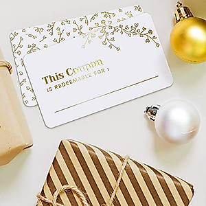 50 Blank Coupon Cards - for Him, Her, Husband, Wife, Mom, Dad, Mother’s Day Gift Certificates Vouchers Loyalty Cards Employee Appreciation Gifts - Great for Spas, Restaurants, Hair Salons (3.5”x2”)