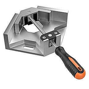 Housolution Right Angle Clamp, Single Handle 90° Aluminum Alloy Corner Clamp, Right Angle Clip Clamp Tool Woodworking Photo Frame Vise Holder with Adjustable Swing Jaw - Silver Gray