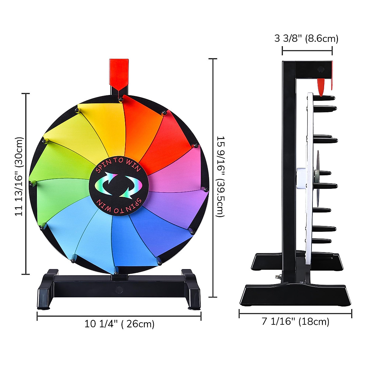 WinSpin 12 Inch Prize Wheel Dual Use Tabletop or Wall Mounted Heavy Duty Editable Color 12 Slots Spinning Wheel for Home Office Fortune Design Carnival Spinning Game, Breeze Series