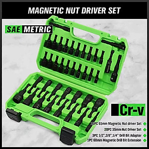 SWANLAKE SWANLAKE 39PCS Magnetic Hex Nut Driver Master Kit,1/4" Quick-Change Hex Shank, SAE & Metric Power Nuts Driver Drill Bit Tools Set,Cr-V Steel