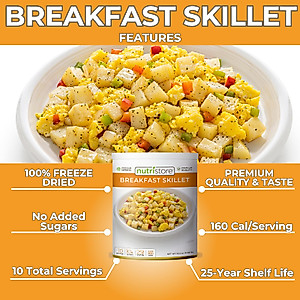 Nutristore Freeze-Dried Breakfast Skillet | Emergency Survival Bulk Food Storage Meal | Perfect for Everyday Quick Meals and Long-Term Storage | 25 Year Shelf Life | USDA Inspected (1-Pack)