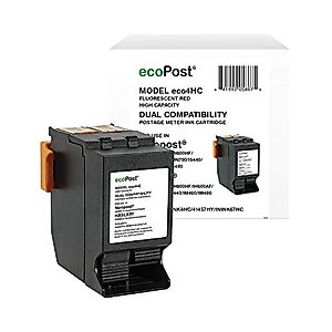 ecoPost Brand Replacement Postage Meter Cartridge for Quadient Hasler ISINK4HC, IMINK4HC, 4145711Y, ININK67HC | Red