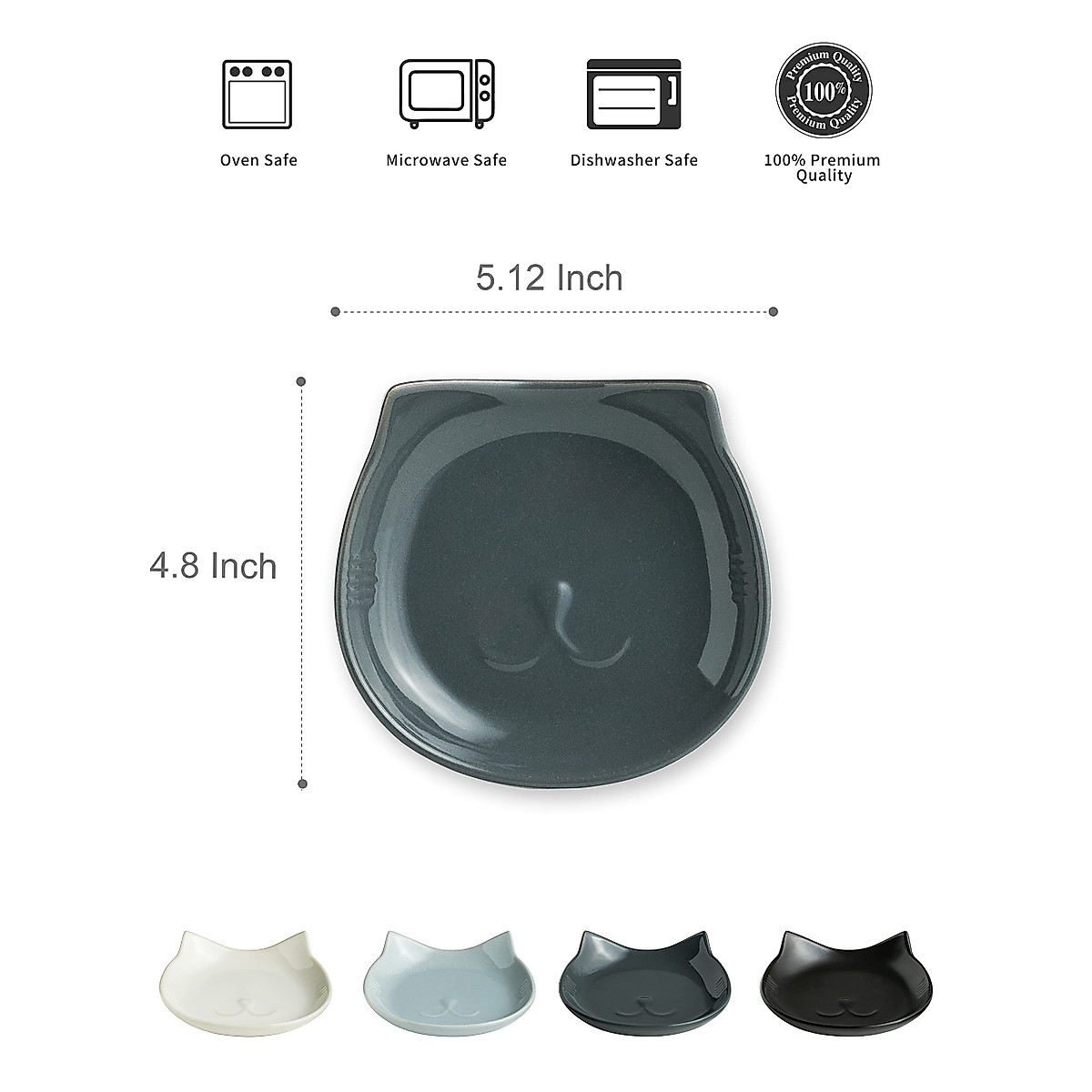 Miamolo Ceramic Spoon Rest for Stove Top, Cat Cooking Spoon Holder for Kitchen Counter, Cute Spoon Rest Utensil Rest for Spatula Spoons Ladles, Dark Gray