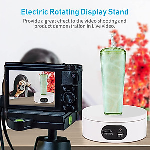 maieray Turner Cup Motorized Rotating Display Stand for Epoxy Glitter Tumbler, 360°Automatic Mute Rotating Turntable for Photography Products, Tumbler Mugs Making Supplies Spinner USB 4.72in