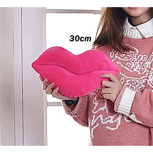 unlockgift Red Velvet Lip Shaped Pillow Hot Pink Pillows Love Cushion Funky Throw Pillow Bed Living Room Decorative Pillows (hot Pink Lip, 50 cm)