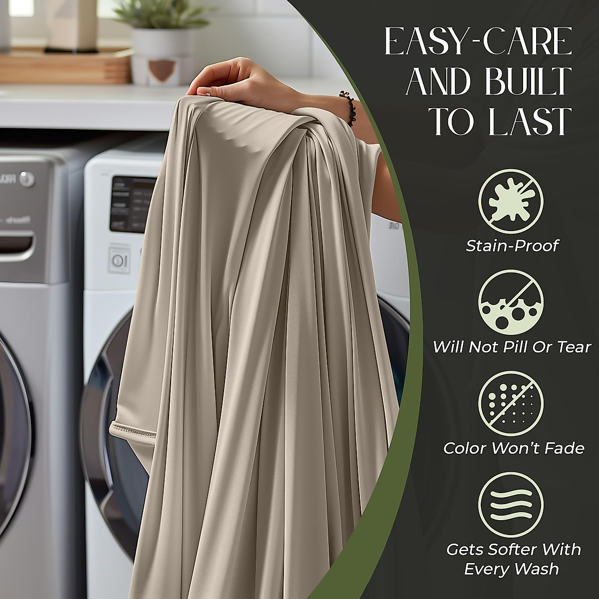 DECOLURE 100% Organic Viscose Derived from Bamboo Sheets Full Size 4pcs - Ultra Soft & Luxuriously Cooling, 17" Deep Pocket, Double Stitching, Perfect for Hot Sleepers - Full Bed Sheets (Taupe)