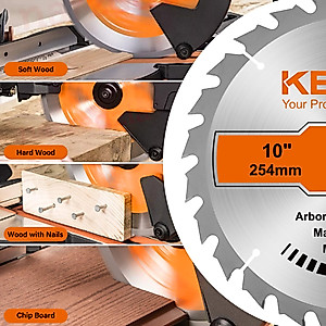 KENDO 2-Pack 10 Inch 40T&60T Carbide-Tipped Circular Saw Blade with 5/8 Inch Arbor, Professional ATB Finishing Woodworking Miter/Table Saw Blades for Plywood, Laminate, Ripping Wood