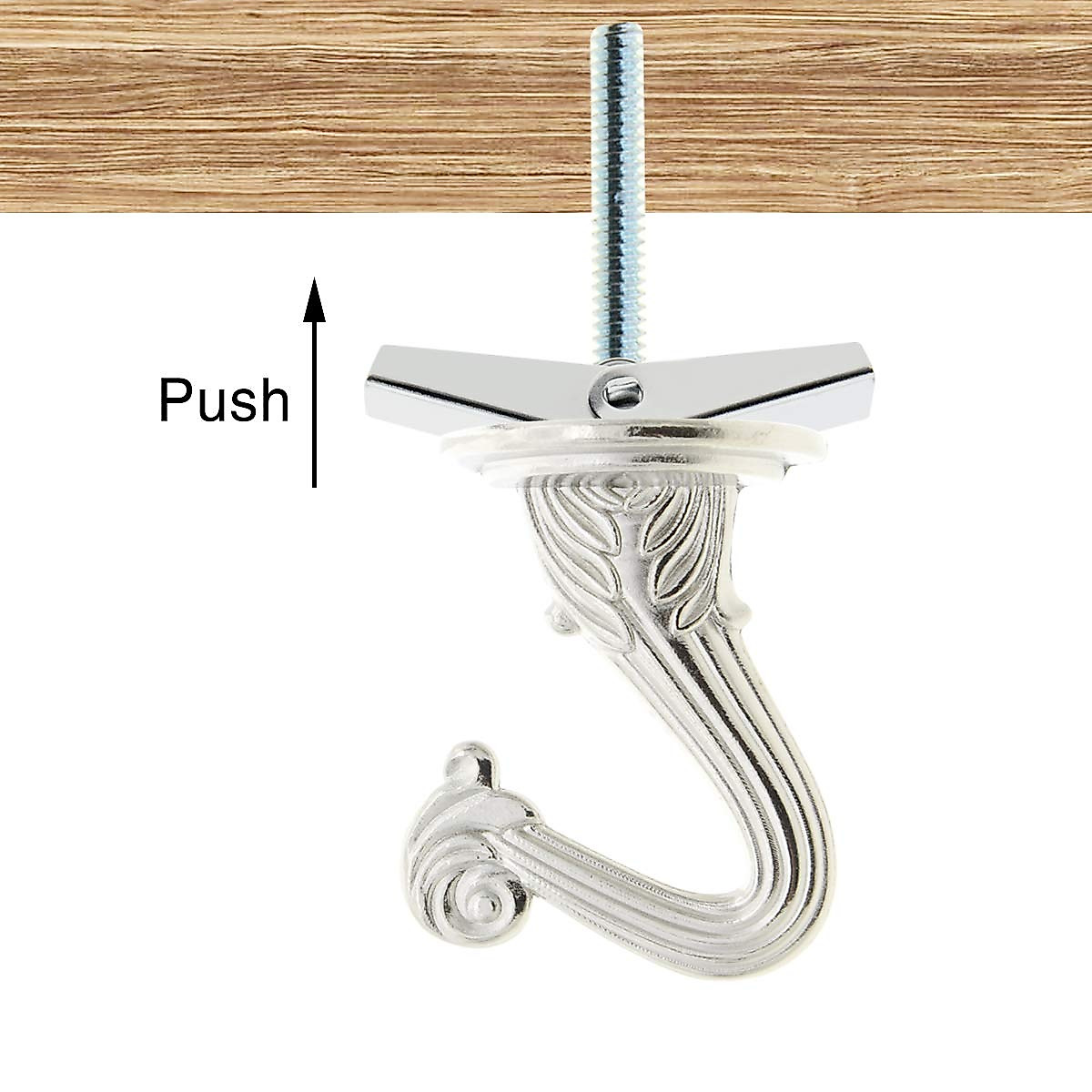 Saim Swag Ceiling Hooks and Hardware,Ceiling Toggle Hook for Hanging Plants Ceiling Installation Cavity Wall Fixing - Silver(Set of 2)