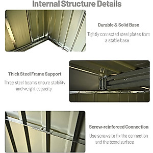 4ever2buy 8x10 Steel Shed, Outdoor Storage, White, UV Resistant, Modern Style, Sliding Doors, Green