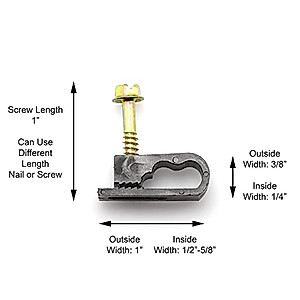 THE CIMPLE CO - Dual, Twin, or Siamese Coaxial Cable Clips, Cat6, Electrical Wire Cable Clip, 1/2 in Screw Clip and Fastener, Black (100 Pieces per Bag)