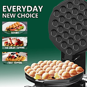 WantJoin Wil Bubble Waffle Maker, Hong Kong Egg Waffle Maker Machine With Non-stick Coating, Stainless Steel Pancake Maker 180° rotate, 1500W 110V Electric Cone Maker, 50-250℃/122-482℉ Adjustable
