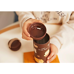 GIYOMGIYOM KAKAO Official Merchandise- Ryan and Choonsik A Cabin in The Forest - Vacuum Insulated Stainless Steel Tumbler 475ml (16oz) (Brown Ryan and Choonsik)