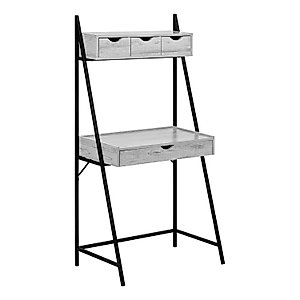 Monarch Specialties 7331 Computer Desk, Home Office, Laptop, Leaning, Storage Drawers, 32" L, Work, Metal, Laminate, Grey, Black, Contemporary, Modern Desk-32, 31.5" L x 19" W x 61.25" H