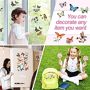 4 Sheet Roses Rub on Transfer Spring Flower Butterfly Vintage Iron on Transfers 11.8 x 7.9 Inch Furniture and Craft Decals for Spring Home Party Decor Wood DIY Arts Crafts(Butterfly)