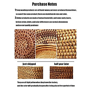 FUNFOB Household Square Woven Storage Basket with Four Cutout Handles Natural Rattan Storage Box for Serving Toy, clothing, books, daily necessities, sundries.