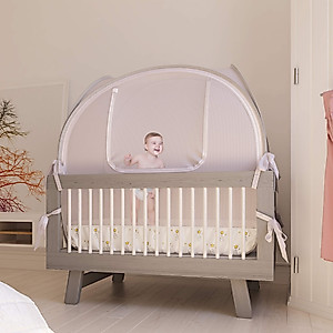 Nahbou Baby Crib Tent - Crib Canopy: Net Cover Crib Tent to Keep Baby from Climbing Out and Safety Crib Tent to Keep Cats Out. Popup Crib Net and Crib Cover Protects Against Mosquito Bites & Toddlers