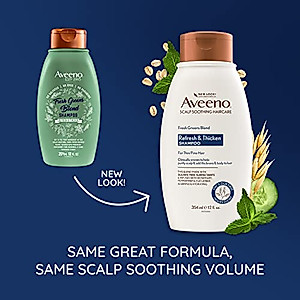 Aveeno, Fresh Greens Blend Sulfate-Free Shampoo with Rosemary, Peppermint & Cucumber to Thicken & Nourish, Clarifying & Volumizing Shampoo for Thin or Fine Hair, Paraben-Free, 12oz