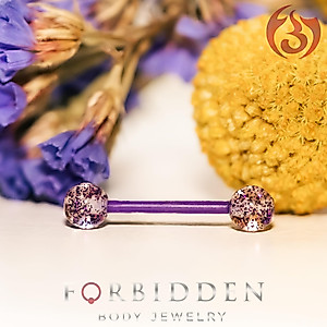 Forbidden Body Jewelry 14g 16mm (5/8 Inch) Hypoallergenic PTFE Flexible Clear Ultra Glitter Nipple & Tongue Ring Barbell
