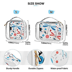 Dragonfly Eyes 2 Pieces Clear Makeup Cosmetic Toiletry Bags for Women PVC Waterproof Portable Travel Storage Carry Pouch with Gold Zippers Organizer Case for Traveling Vacation Bathroom Organizing