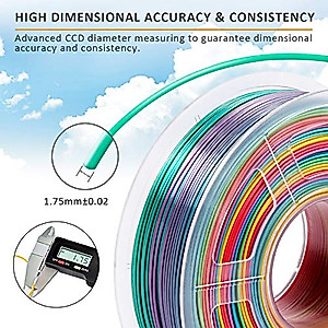 SUNLU Rainbow Silk PLA+ 3D Printer Filament PLA Rainbow 3D Printer Filament, 3D Printing PLA+ Filament 1.75mm, 1kg(2.2LBS) Spool, Rainbow