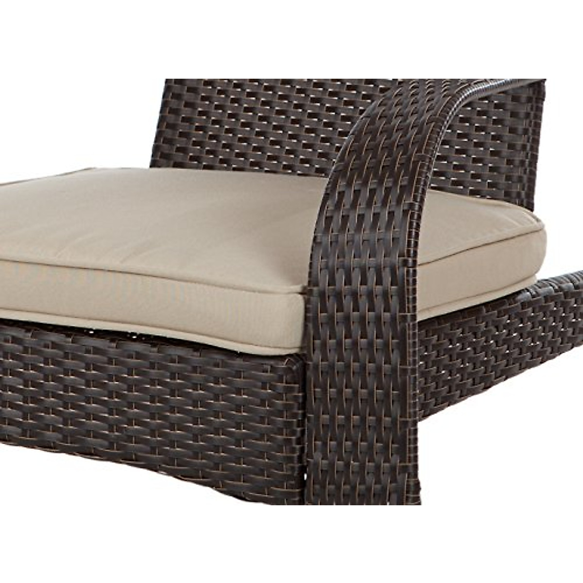 Patio Sense 61469 Coconino Wicker Lounge Chair All Weather Wicker Beige Cushion Armchair Lightweight Durable Adirondack Style Chair Beautiful Mocha Finish