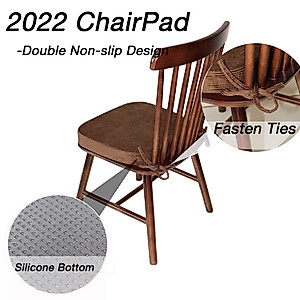 ZYHOONE Seat Cushion for Kitchen Chairs with Ties - Indoor Square Thick No Slip Chair Cushion and Pad fit Wooden Metal Chair with Linen Machine Washable Cover [16 X 16 X 2 Inches] - Red