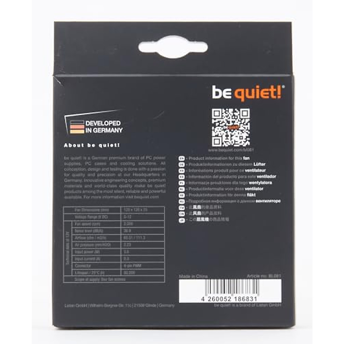 Be quiet! Pure Wings 2 120mm PWM high-Speed, BL081, Cooling Fan, Black