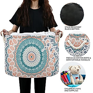 ALAZA Indian Mandala Ethnic Floral Storage Basket Gift Baskets Large Collapsible Laundry Hamper with Handle, 20x20x14 in