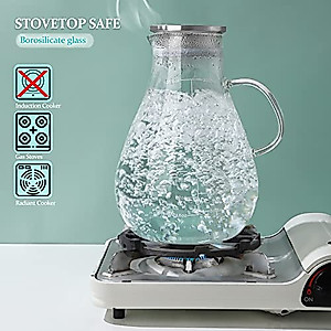 Glass Pitcher with Lid 1 Gallon Pitcher, 105.6oz Glass Water Pitcher with Precise Scale Line, The First Upgraded & Thicked Tea Pitcher 1 Gallon for Fridge, HOUSALE Easy to Clean Heat & Cold Resistant
