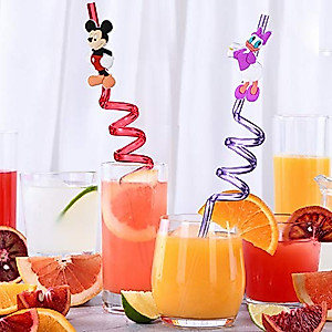 24 Mouse Straws with 2 Cleaning Brush 6 Designs Great for Mickey Theme Birthday Minnie Party Favors and Party Supplies